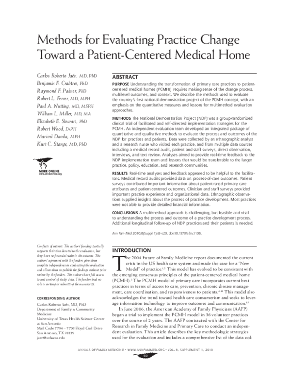 (PDF) Methods for Evaluating Practice Change Toward a Patient-Centered ...