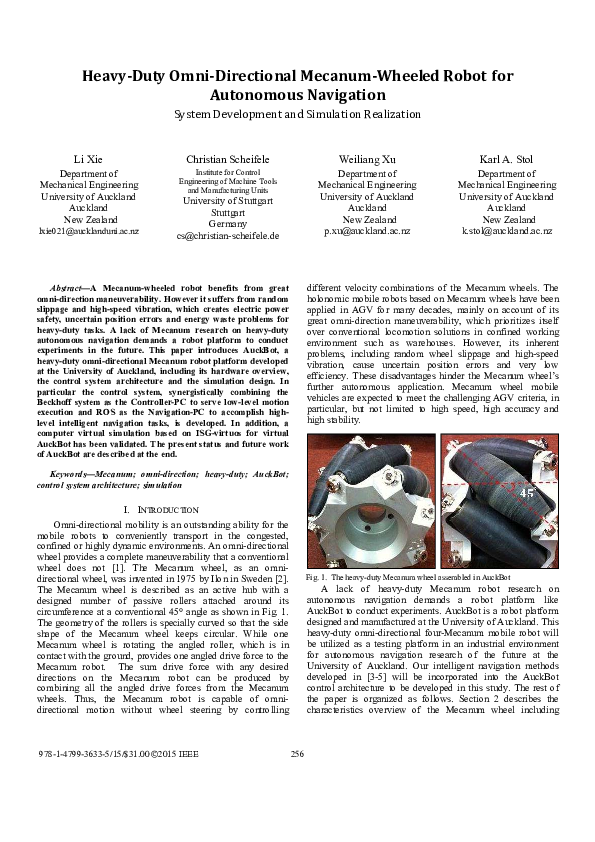 Pdf Heavy Duty Omni Directional Mecanum Wheeled Robot For Autonomous Navigation System