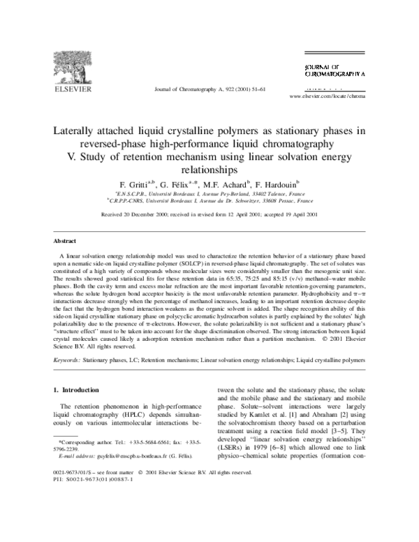 (PDF) Laterally attached liquid crystalline polymers as stationary ...