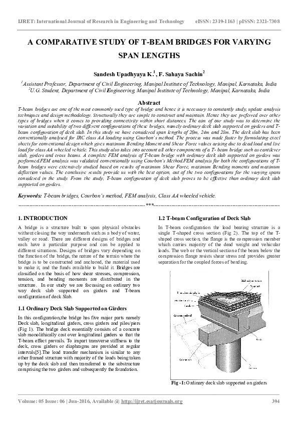 (PDF) A Comparative Study of T-Beam Bridges for Varying Span Lengths