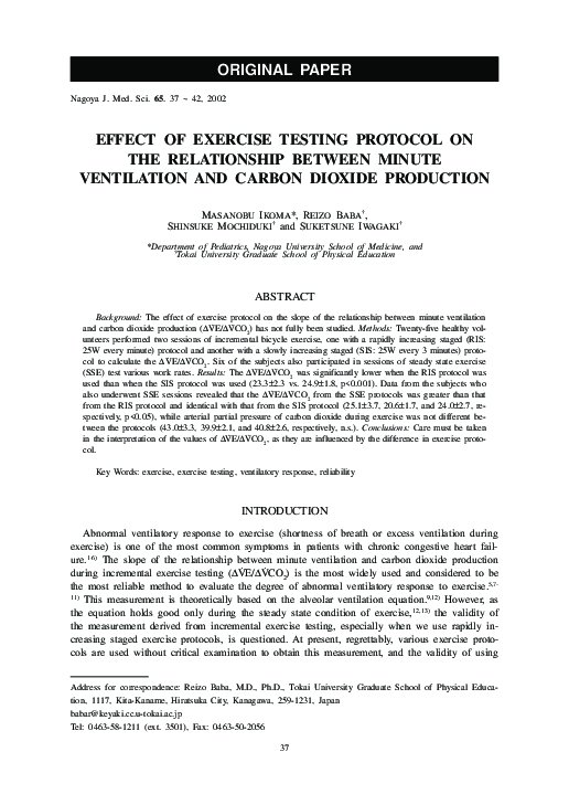 (PDF) Effect of exercise testing protocol on the relationship between ...
