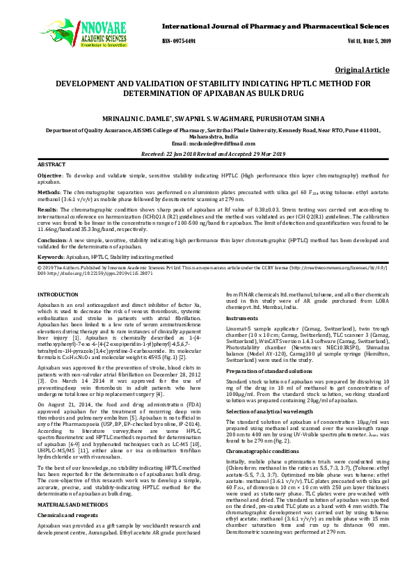 (PDF) Development and Validation of Stability Indicating HPTLC Method for Determination of ...