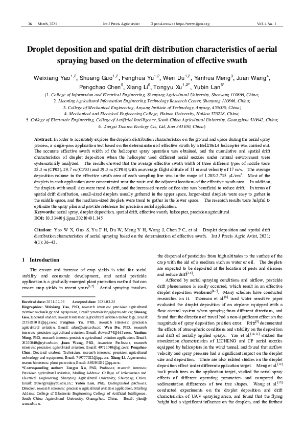 (PDF) Droplet deposition and spatial drift distribution characteristics ...