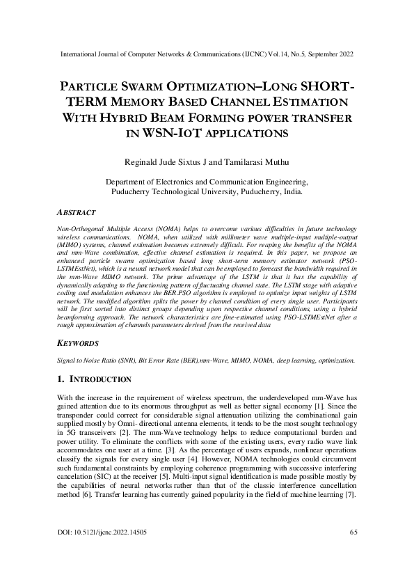 (PDF) Particle Swarm Optimization–Long Short-Term Memory based Channel Estimation with Hybrid ...
