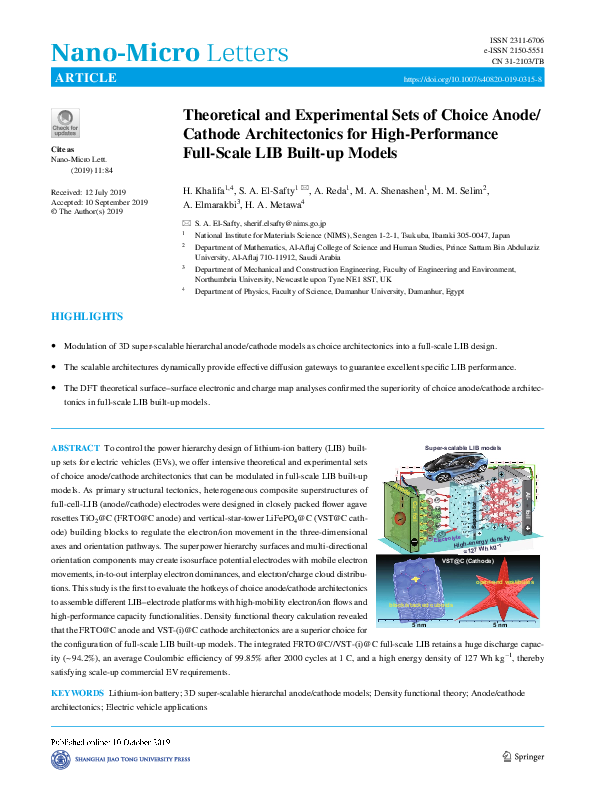 (PDF) Theoretical and Experimental Sets of Choice Anode/Cathode ...