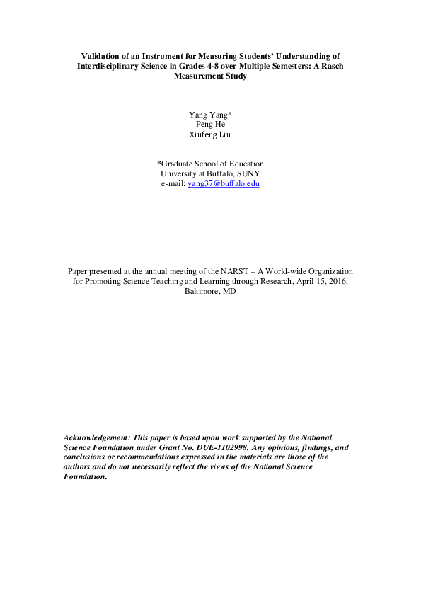 (PDF) Validation of an Instrument for Measuring Students’ Understanding ...