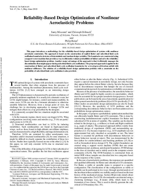 (PDF) Reliability-Based Design Optimization of Nonlinear Aeroelasticity ...