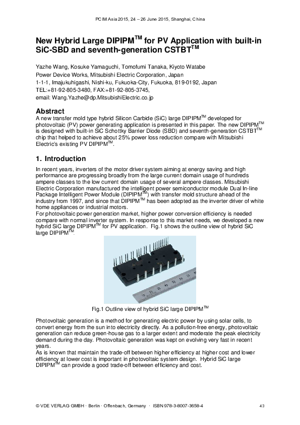 (PDF) New Hybrid Large DIPIPM for PV Application with built-in SiC-SBD ...