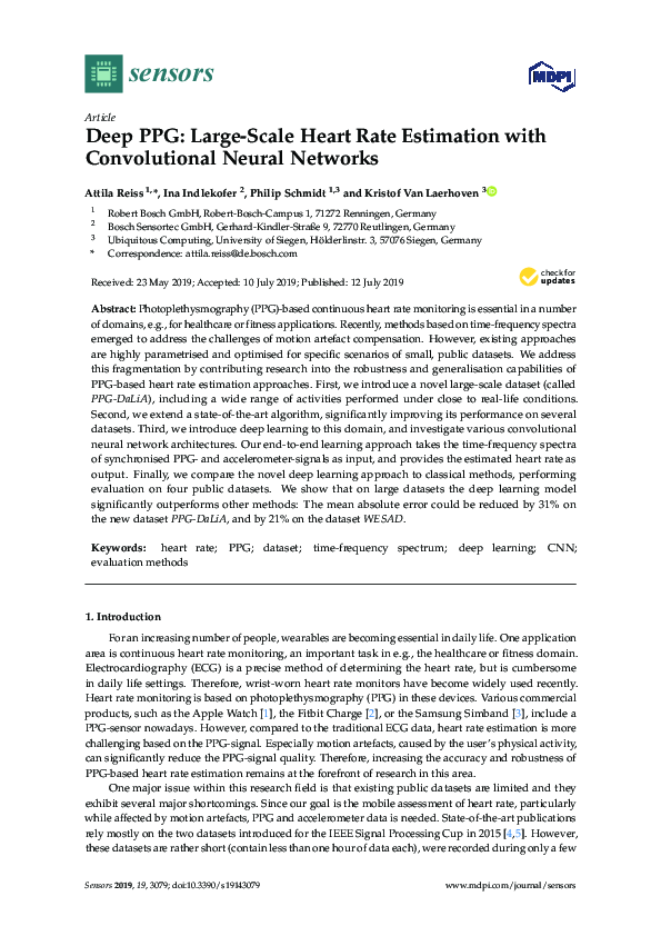 Pdf Deep Ppg Large Scale Heart Rate Estimation With Convolutional Neural Networks