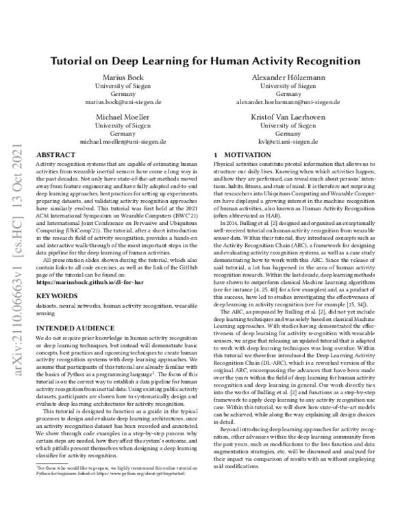 (PDF) Tutorial on Deep Learning for Human Activity Recognition