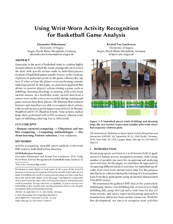 Using Wrist-Worn Activity Recognition for Basketball Game Analysis