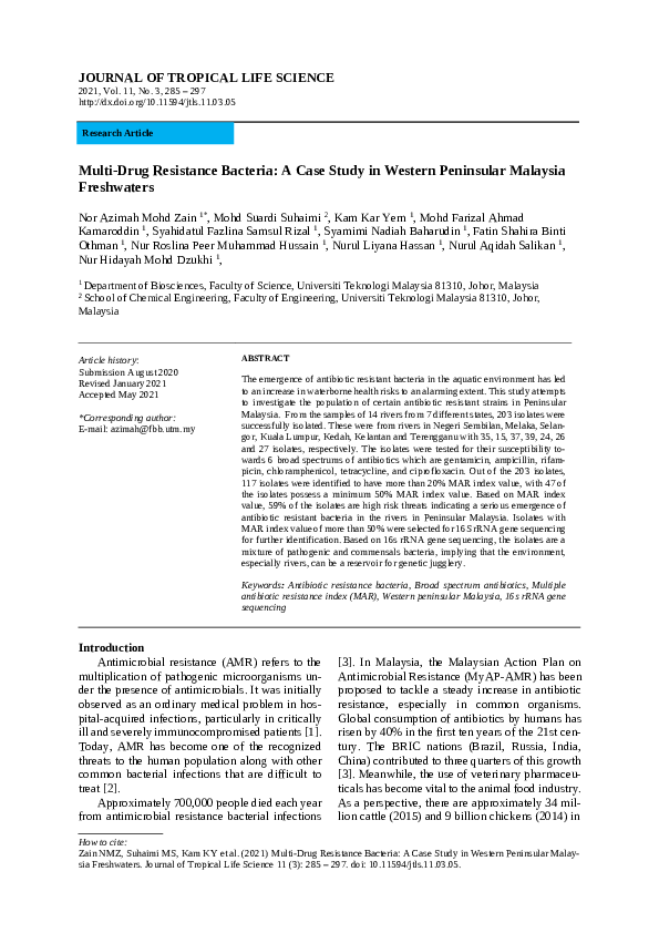 (PDF) Multi-Drug Resistance Bacteria: A Case Study in Western ...