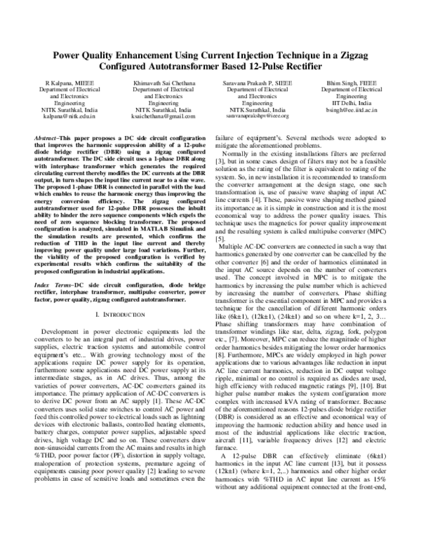 Pdf Power Quality Enhancement Using Current Injection Technique In A