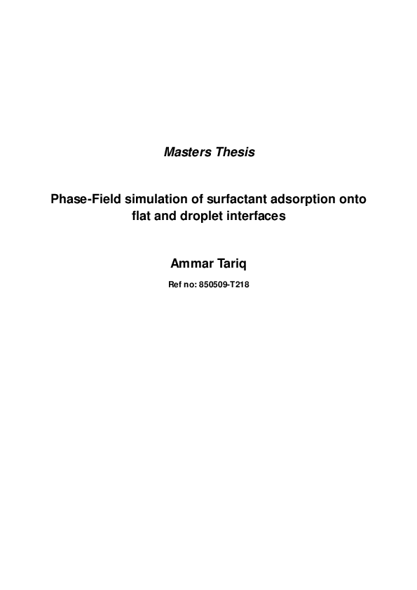(PDF) Phase-Field simulation of surfactant adsorption onto flat and droplet interfaces