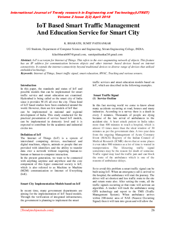 (PDF) IoT Based Smart Traffic Management And Education Service for ...