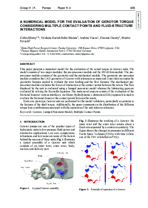 (PDF) A numerical model for the evaluation of gerotor torque considering multiple contact points ...