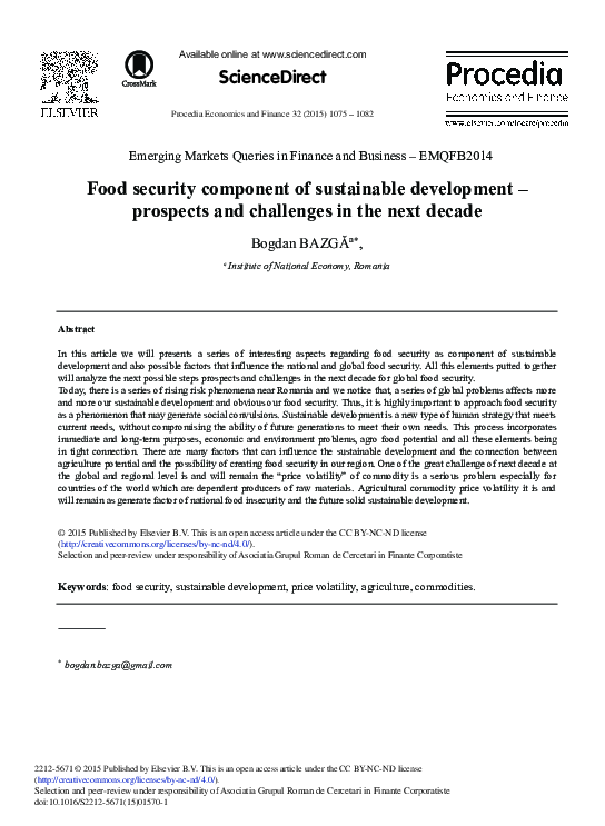 (PDF) Food Security Component of Sustainable Development – Prospects ...