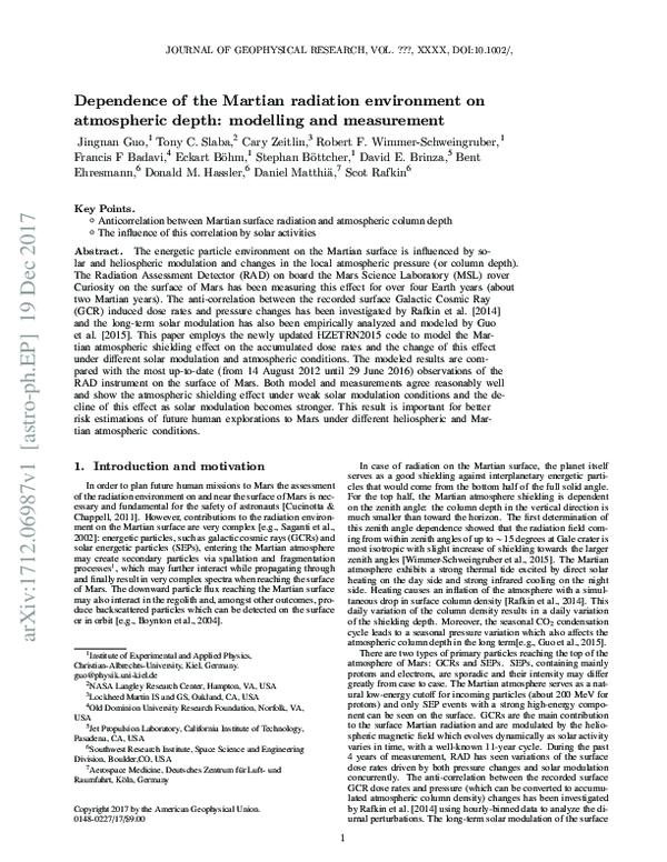 (PDF) Dependence of the Martian radiation environment on atmospheric ...