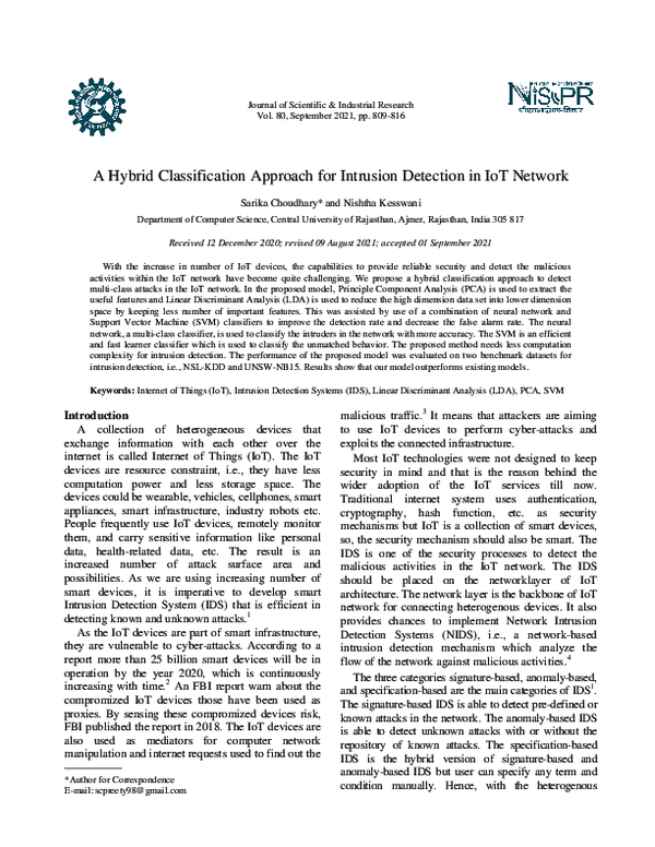 (PDF) A Hybrid Classification Approach for Intrusion Detection in IoT ... (PDF) A Hybrid Classification Approach for Intrusion Detection in IoT ...