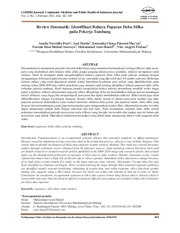 Pdf Review Sistematik Identifikasi Bahaya Paparan Debu Silika Pada