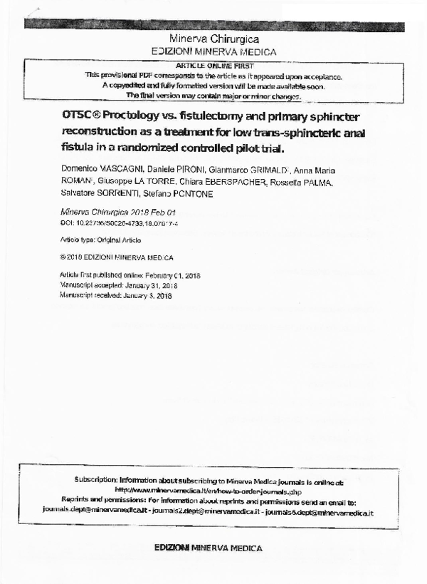 (PDF) OTSC® Proctology vs. fistulectomy and primary sphincter ...