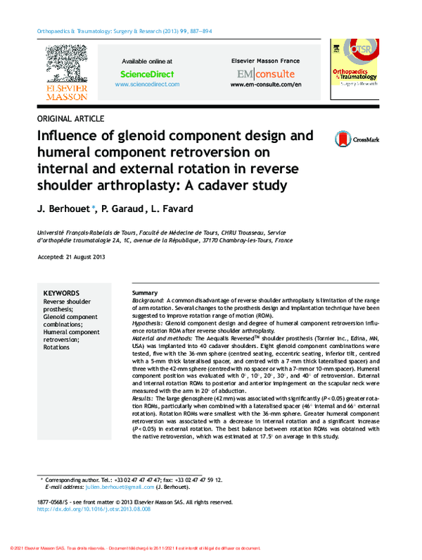 (PDF) Influence of glenoid component design and humeral component ...