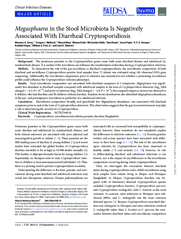 (PDF) Megasphaera in the Stool Microbiota Is Negatively Associated With ...