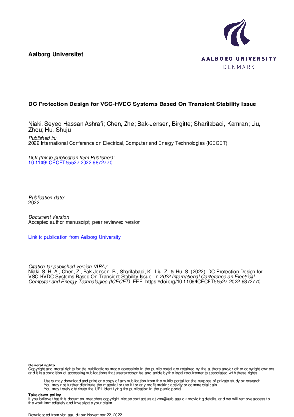 (PDF) DC Protection Design for VSC-HVDC Systems Based On Transient Stability Issue