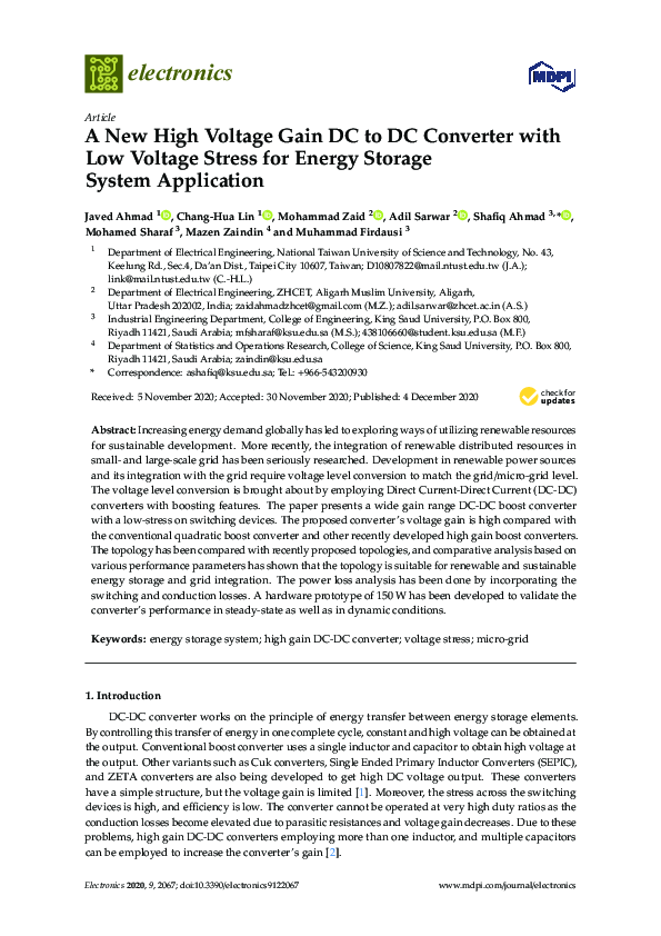 (PDF) A New High Voltage Gain DC to DC Converter with Low Voltage ...