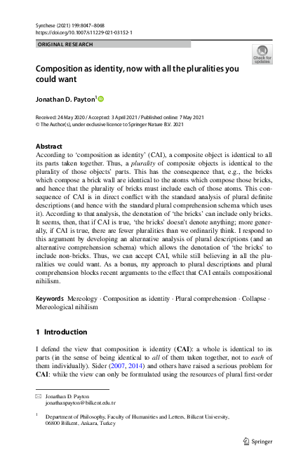 (PDF) Composition as identity, now with all the pluralities you could want