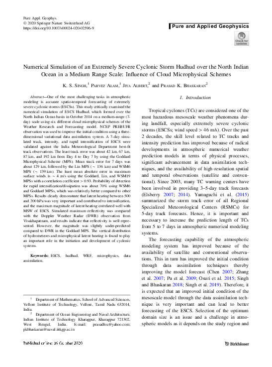 (PDF) Numerical simulation of an extremely severe cyclonic storm over the Bay of Bengal using ...