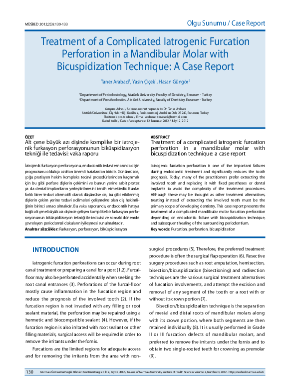 (PDF) Treatment of a complicated iatrogenic furcation perforation in a ...
