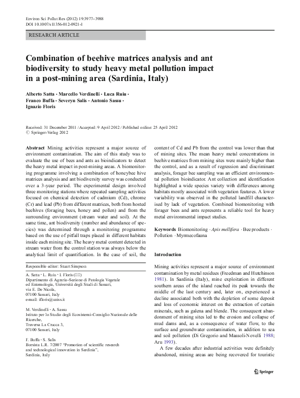 (PDF) Combination of beehive matrices analysis and ant biodiversity to ...