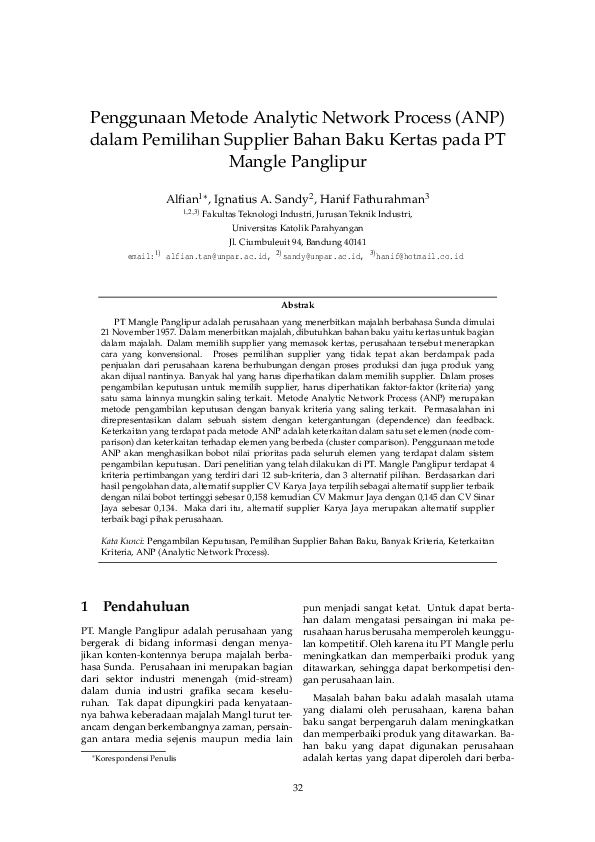 (PDF) Penggunaan Metode Analytic Network Process (ANP) dalam Pemilihan ...