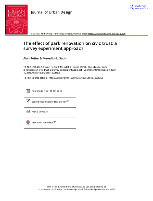 (PDF) The effect of park renovation on civic trust: a survey experiment ...
