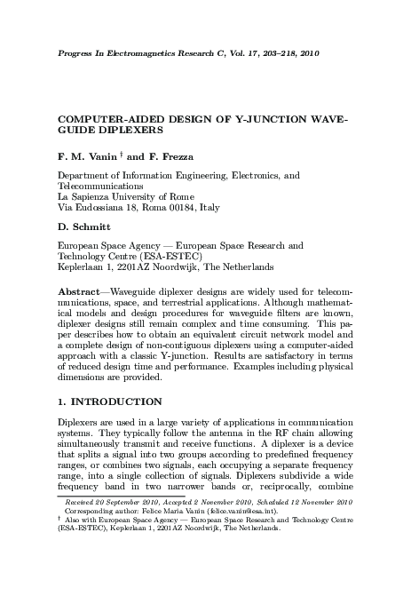 Pdf Computer Aided Design Of Y Junction Waveguide Diplexers
