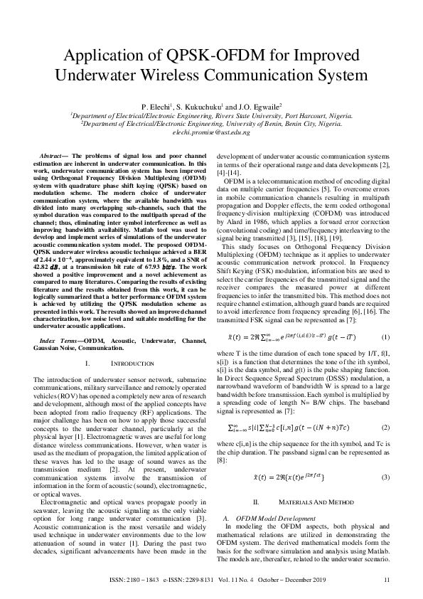 (PDF) Application of QPSK-OFDM for Improved Underwater Wireless Communication System