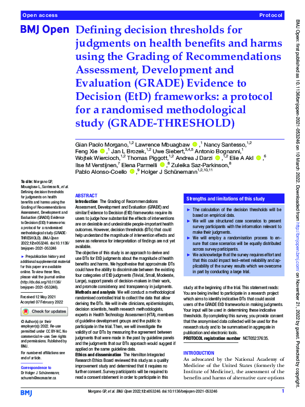(PDF) Defining decision thresholds for judgments on health benefits and ...