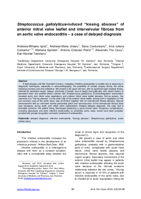 (PDF) Streptococcus gallolyticus-induced 'kissing abscess' of anterior ...