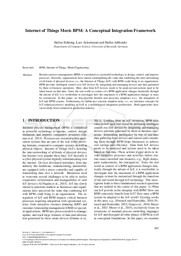 (PDF) Internet of Things Meets BPM: A Conceptual Integration Framework