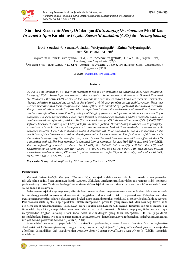 (PDF) Simulasi Reservoir Heavy Oil dengan Multistaging Development ...
