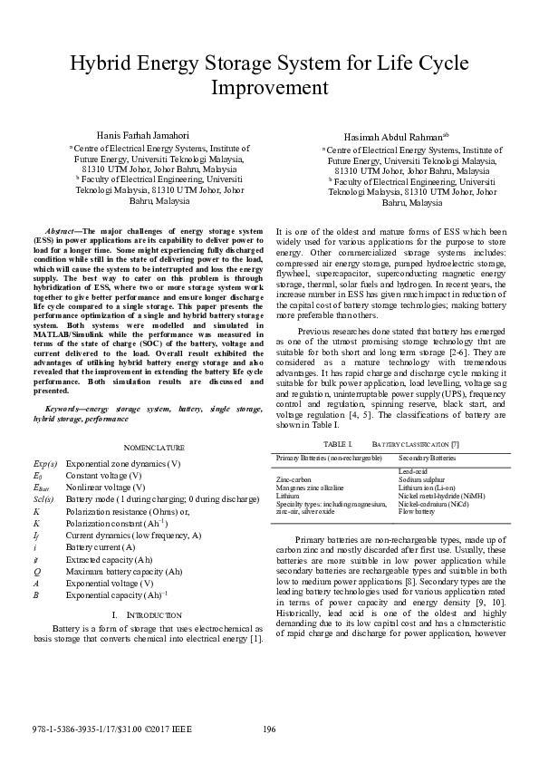 (PDF) Hybrid energy storage system for life cycle improvement | Hanis Farhah - Academia.edu