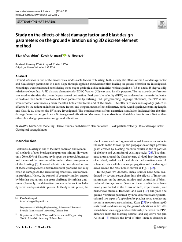 (PDF) Study on the effects of blast damage factor and blast design parameters on the ground ...