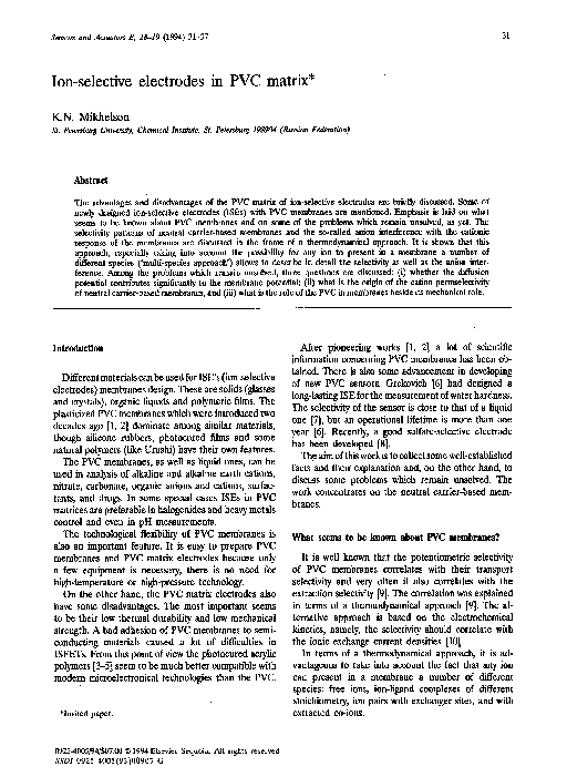 (PDF) Ion-selective electrodes in PVC matrix
