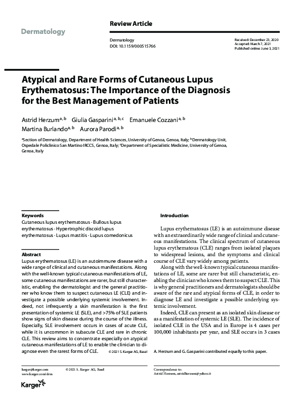 (PDF) Atypical and Rare Forms of Cutaneous Lupus Erythematosus: The ...
