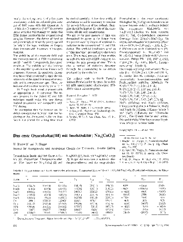 (PDF) Das erste Oxocobaltat(III) mit Inselstruktur: Na5[CoO4]