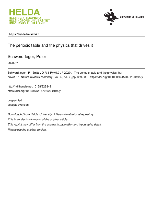 (PDF) The periodic table and the physics that drives it