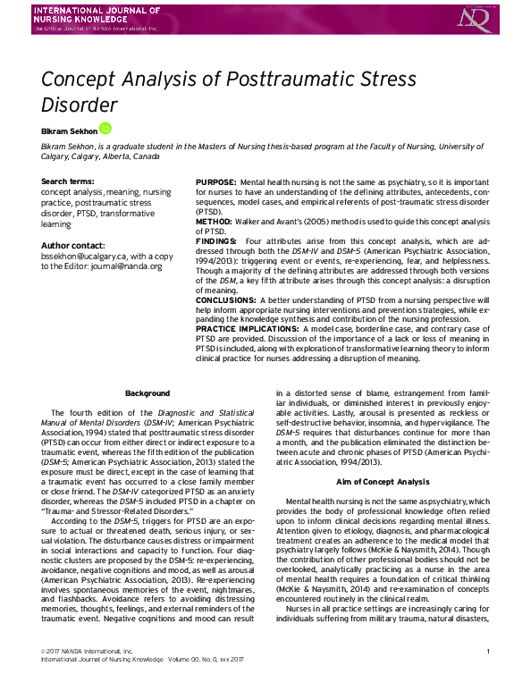 (PDF) Concept Analysis of Posttraumatic Stress Disorder