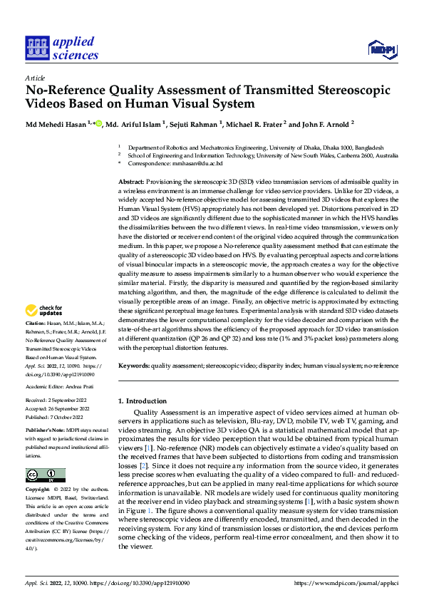 (PDF) No-Reference Quality Assessment of Transmitted Stereoscopic Videos Based on Human Visual ...