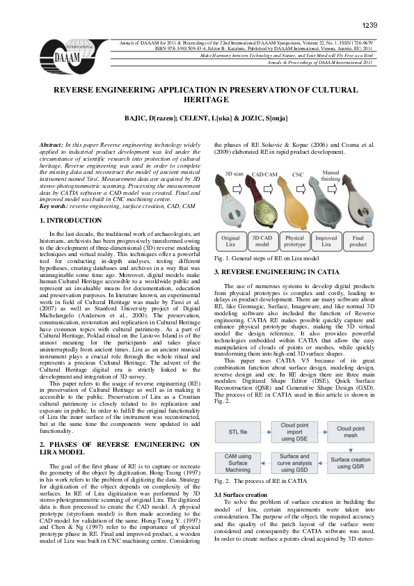 (PDF) Reverse Engineering Application in Preservation of Cultural Heritage | Sonja Jozic ...